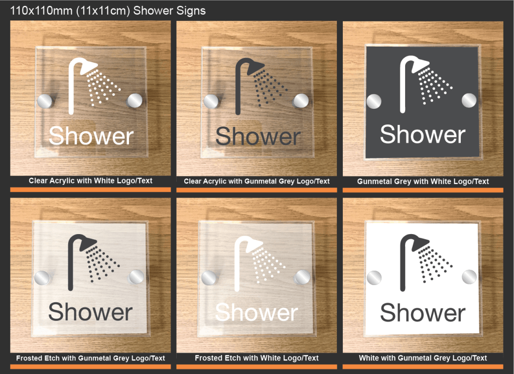 Shower Signs - Customised bathroom sign in a range of sizes and colours
